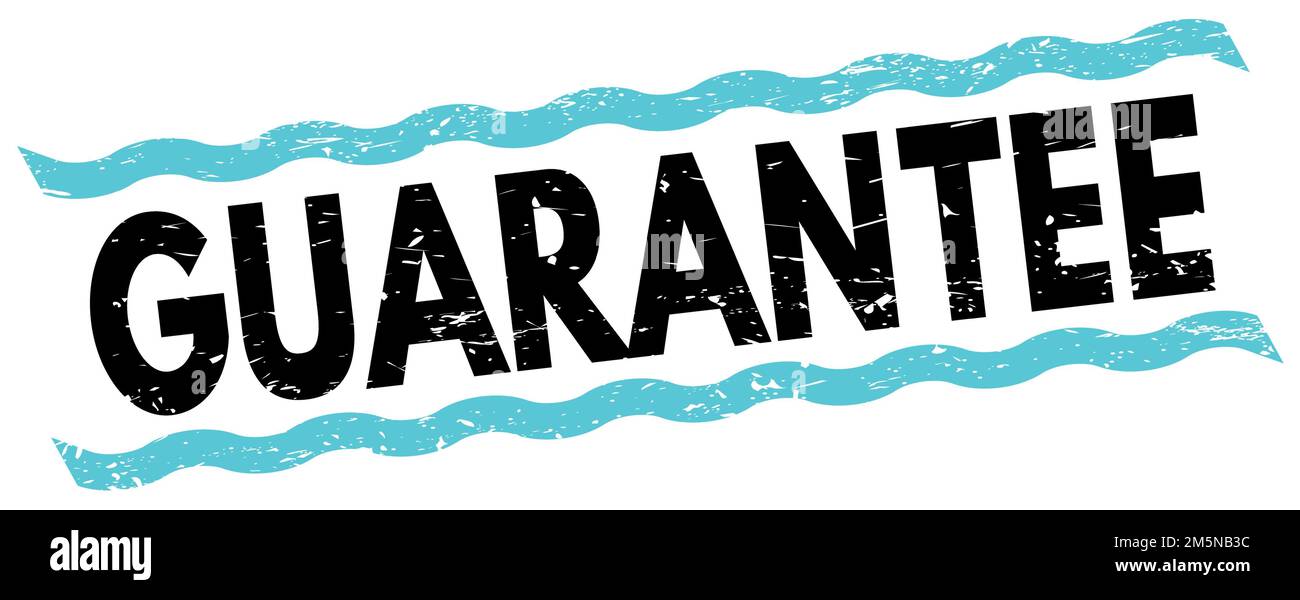 GUARANTEE text written on blue-black lines stamp sign Stock Photo - Alamy