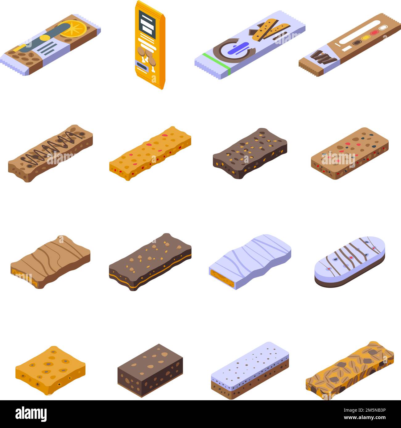 Snack bar icons set. Isometric set of snack bar vector icons for web ...