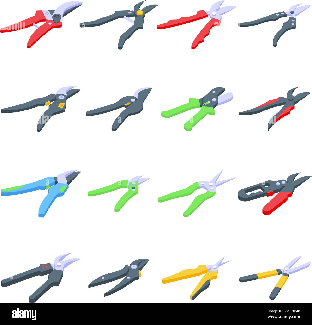 Secateurs icons set. Isometric set of secateurs vector icons for web ...
