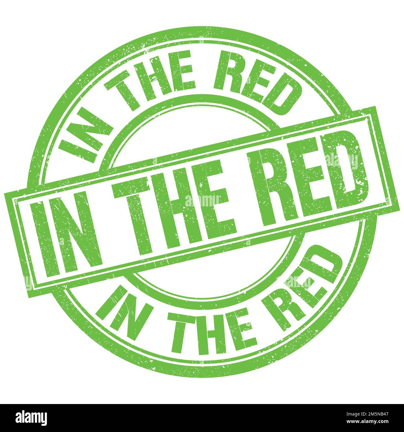 IN THE RED text written word on green round stamp sign Stock Photo - Alamy
