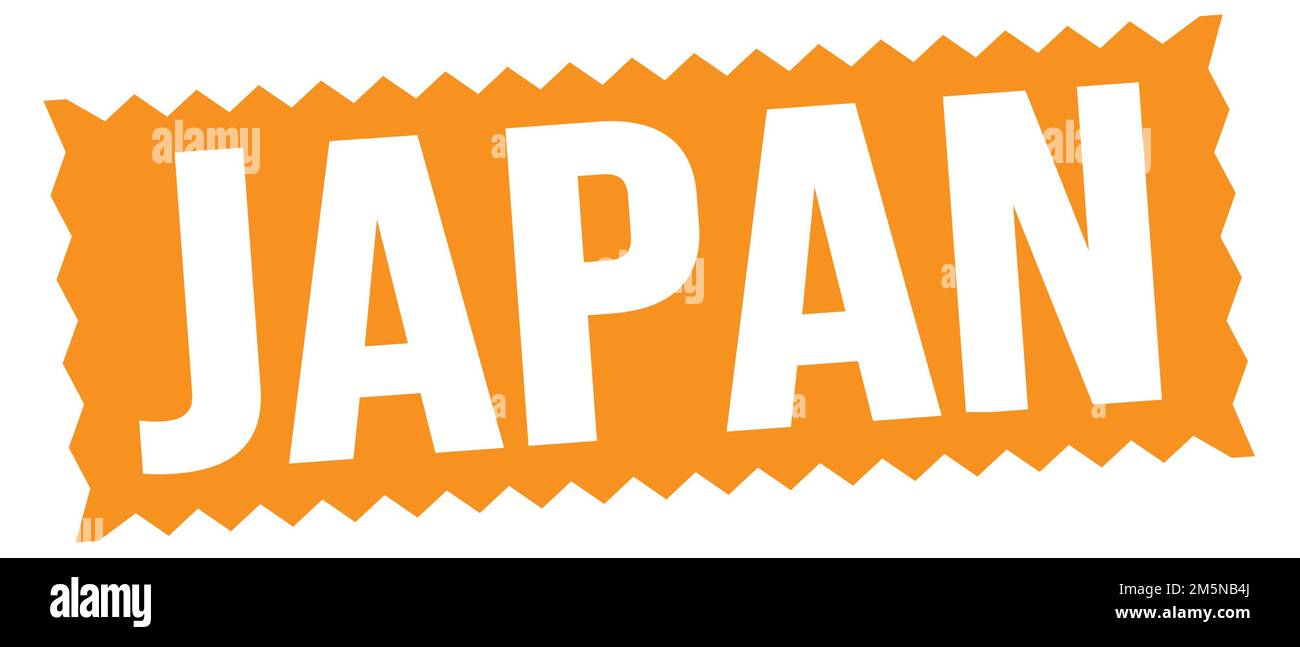JAPAN text written on orange zig-zag stamp sign Stock Photo - Alamy