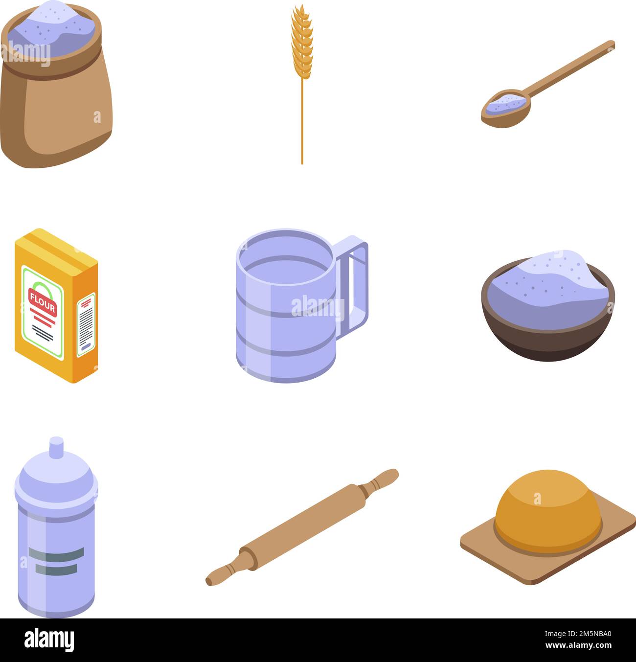 Flour icons set. Isometric set of flour vector icons for web design ...