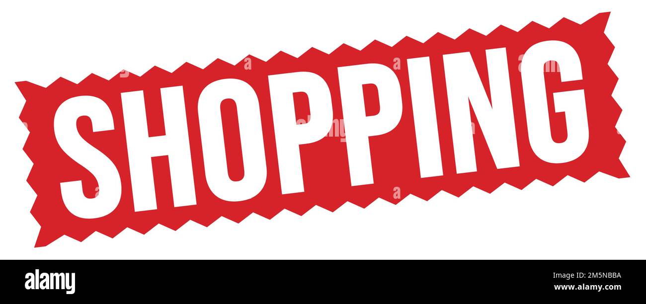 SHOPPING text written on red zig-zag stamp sign Stock Photo - Alamy