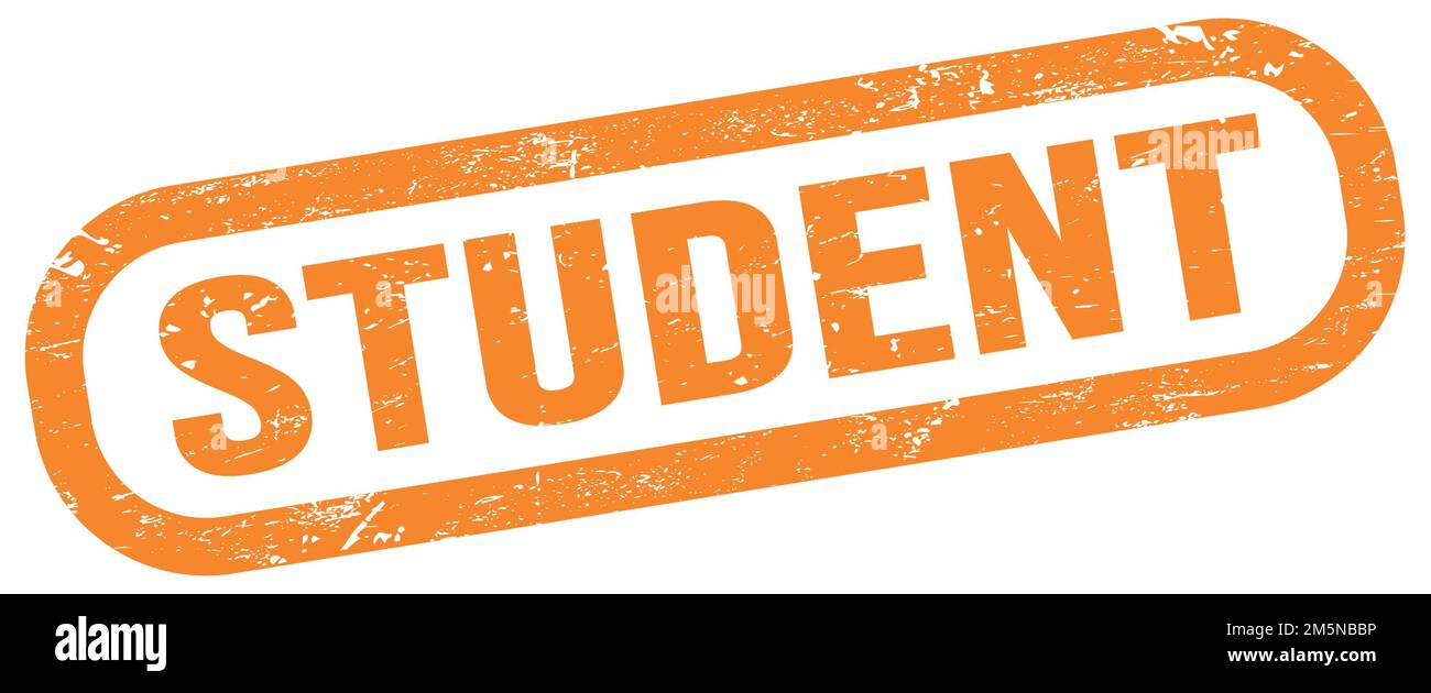 STUDENT, text on orange rectangle stamp sign Stock Photo - Alamy