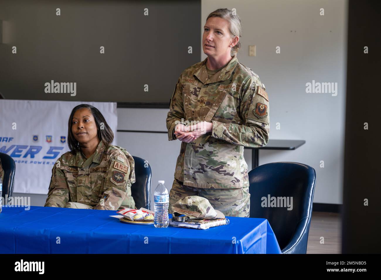 U.S. Air Force Senior Master Sgt. Jillian Erhardt speaks at a women’s ...