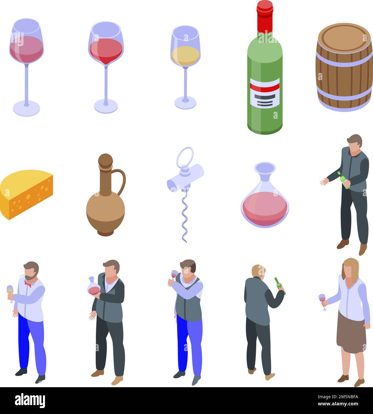 Sommelier icons set. Isometric set of sommelier vector icons for web ...