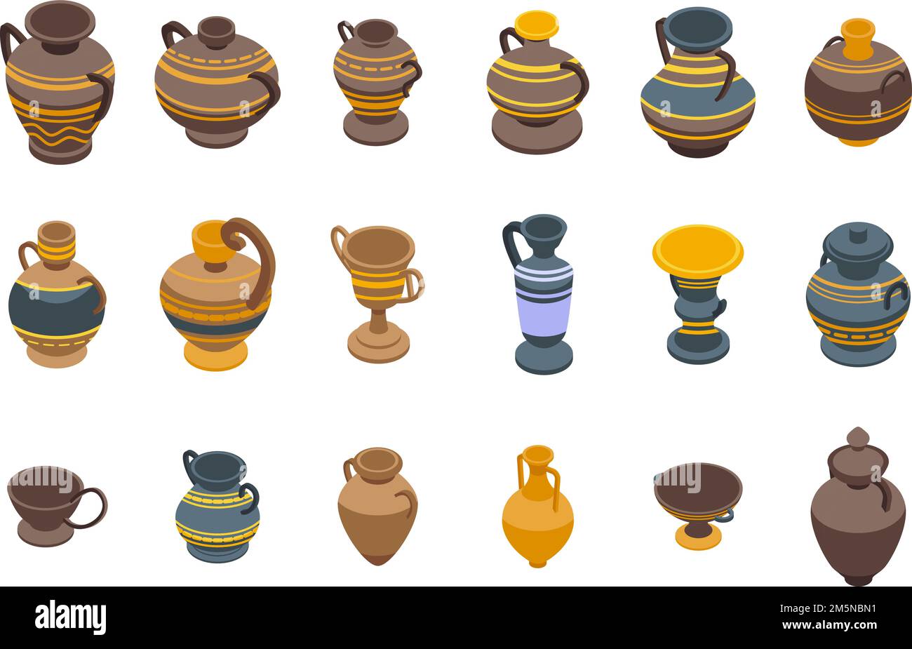 Amphora icons set. Isometric set of amphora vector icons for web design ...
