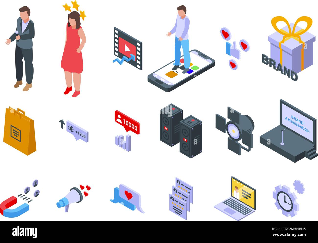 Brand ambassador icons set. Isometric set of brand ambassador vector ...