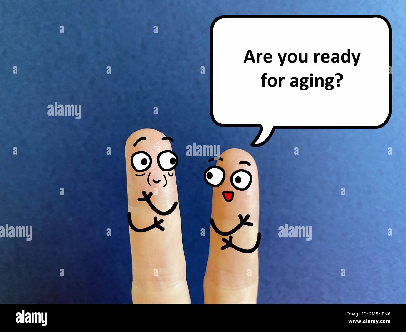 Two fingers are decorated as two person. One of them is asking another ...