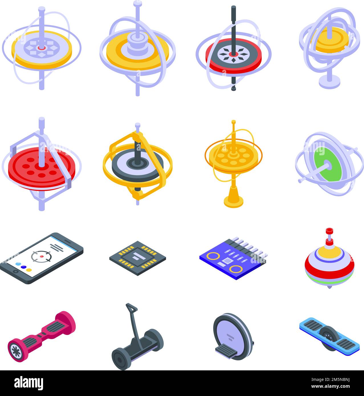 Gyroscope icons set. Isometric set of gyroscope vector icons for web ...