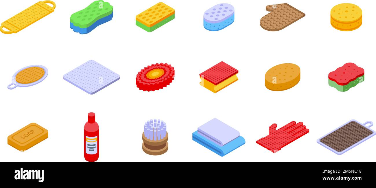 Washcloth icons set. Isometric set of washcloth vector icons for web ...