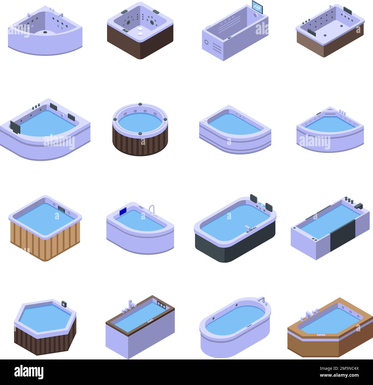 Jacuzzi icons set. Isometric set of jacuzzi vector icons for web design ...