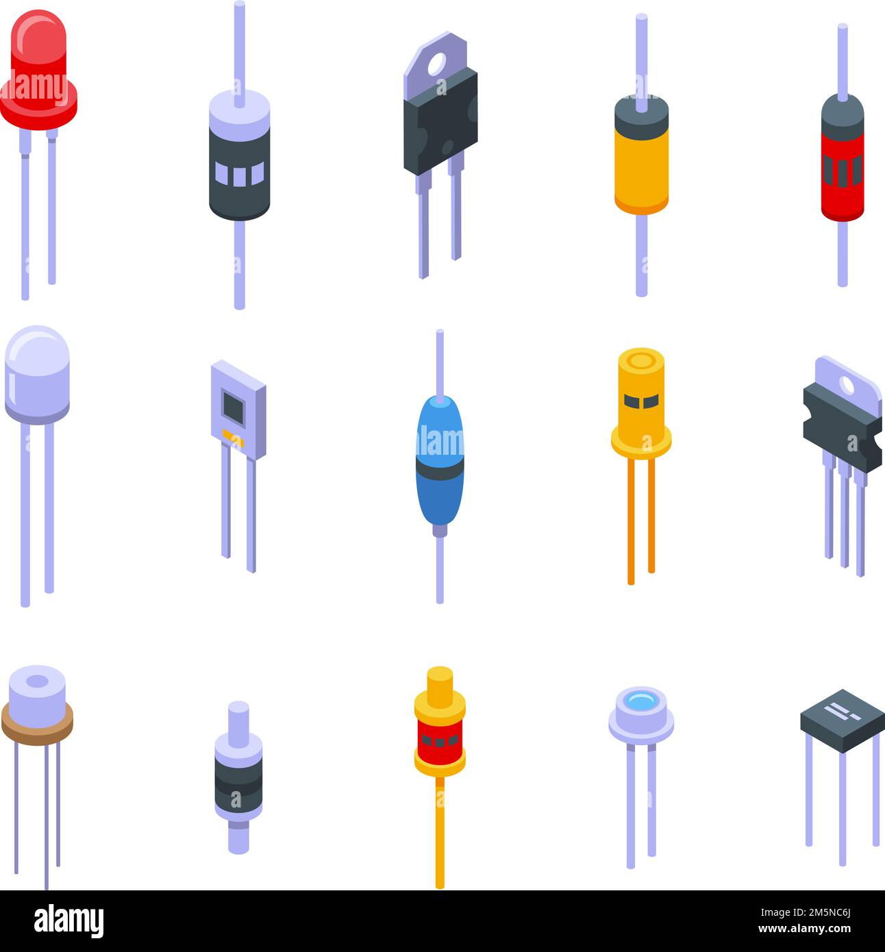 Diode icons set. Isometric set of diode vector icons for web design ...