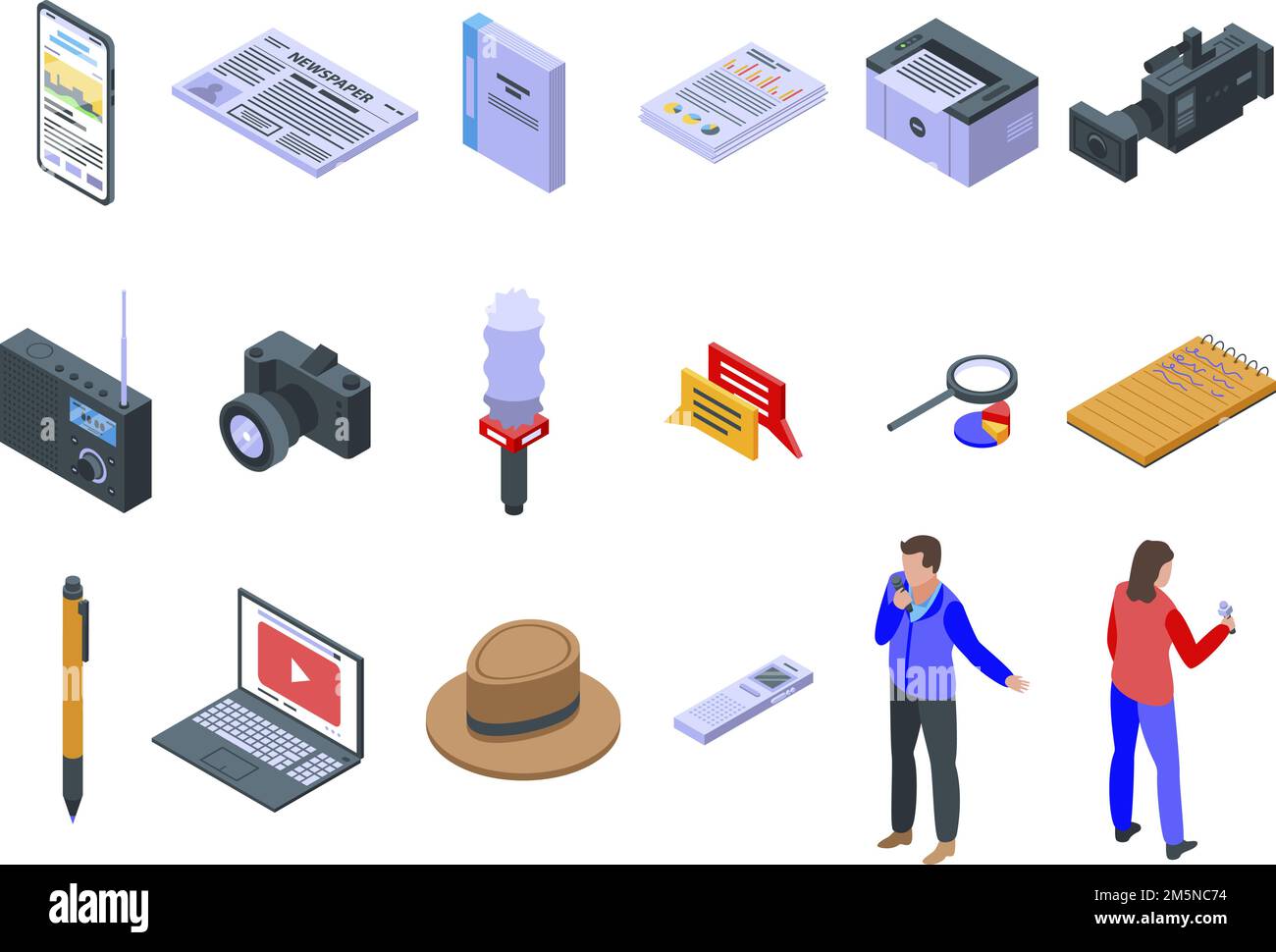 Reporter icons set. Isometric set of reporter vector icons for web ...