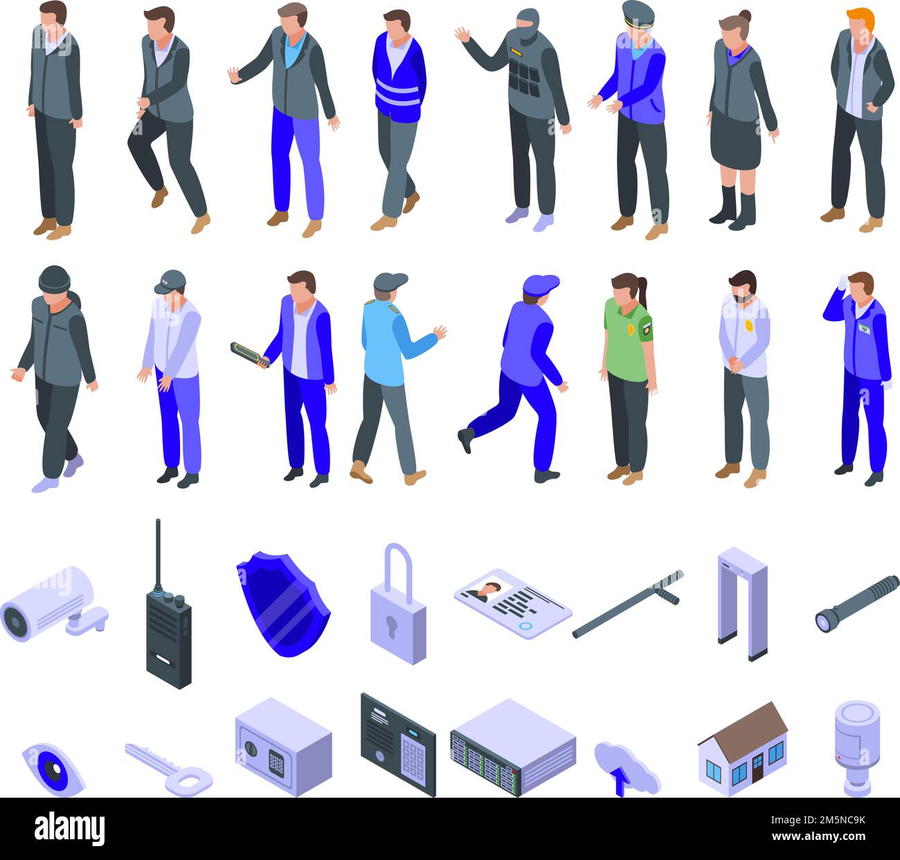 Security service icons set. Isometric set of security service vector ...