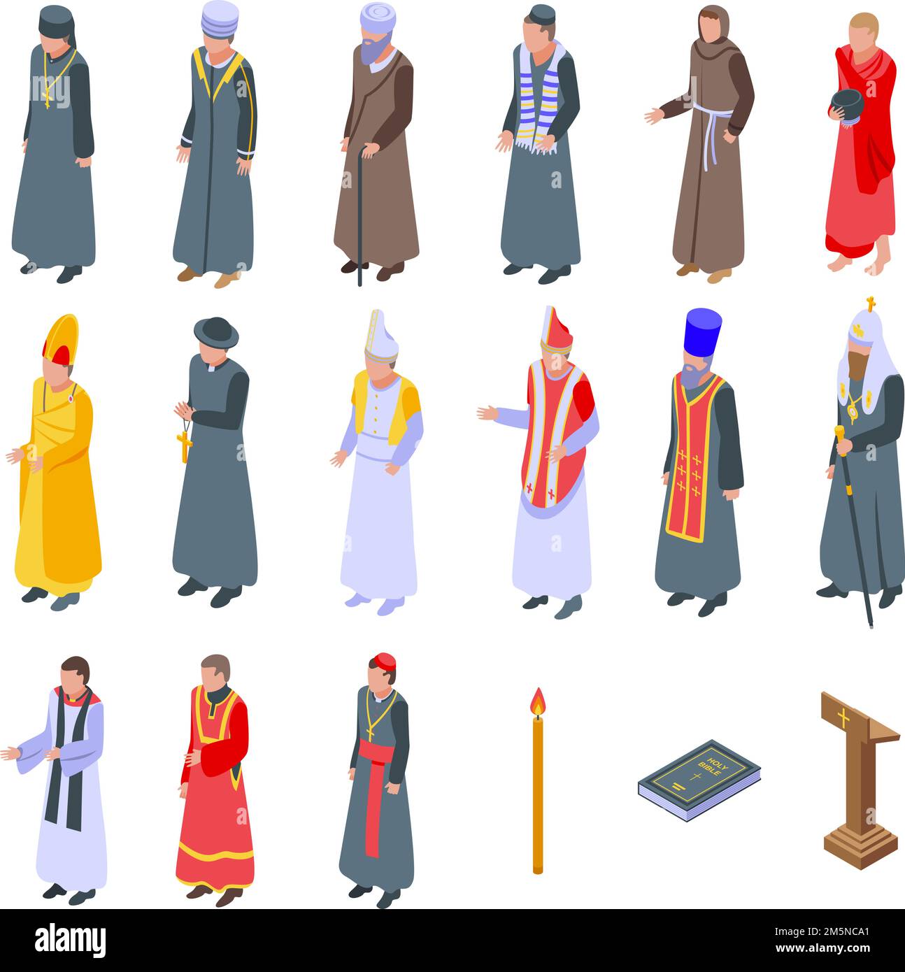 Priest icons set. Isometric set of priest vector icons for web design ... Priest icons set. Isometric set of priest vector icons for web design ...