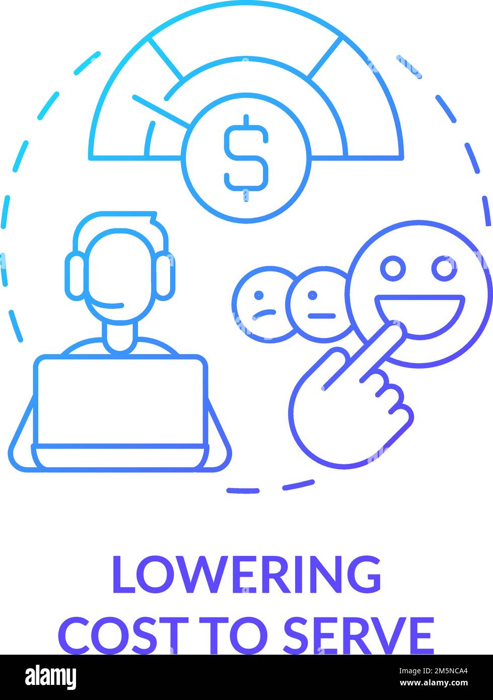 Lowering cost to serve blue gradient concept icon Stock Vector Image ...