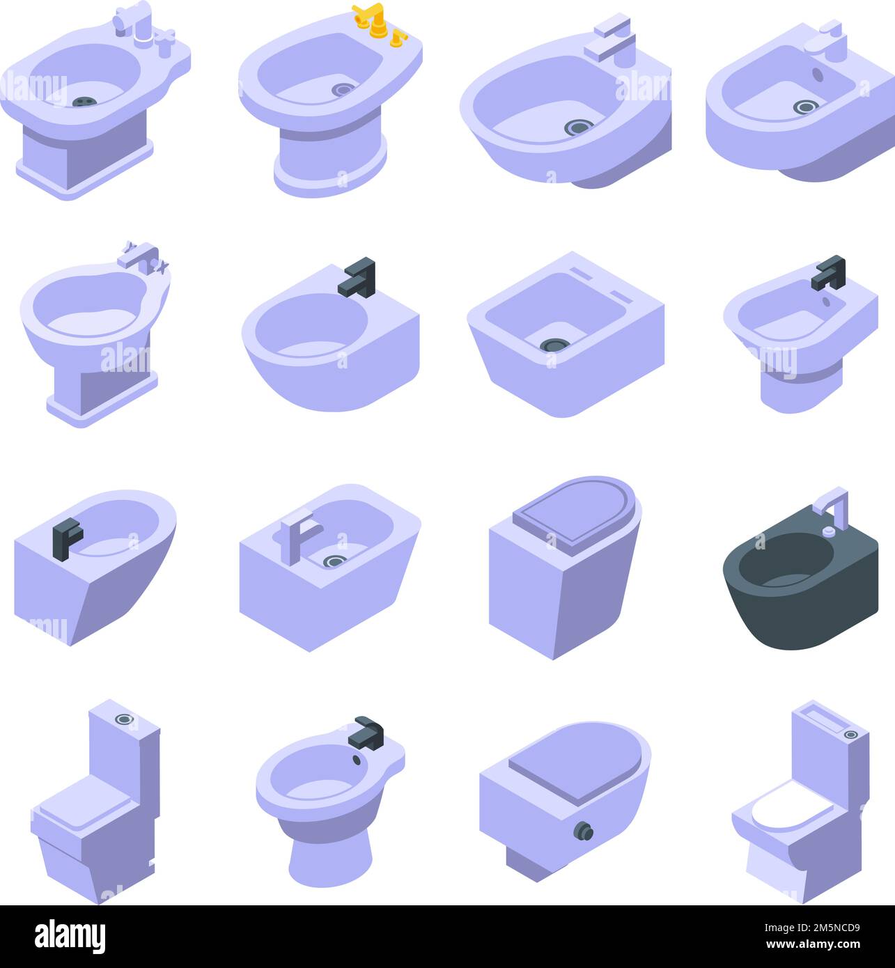 Bidet icons set. Isometric set of bidet vector icons for web design ...