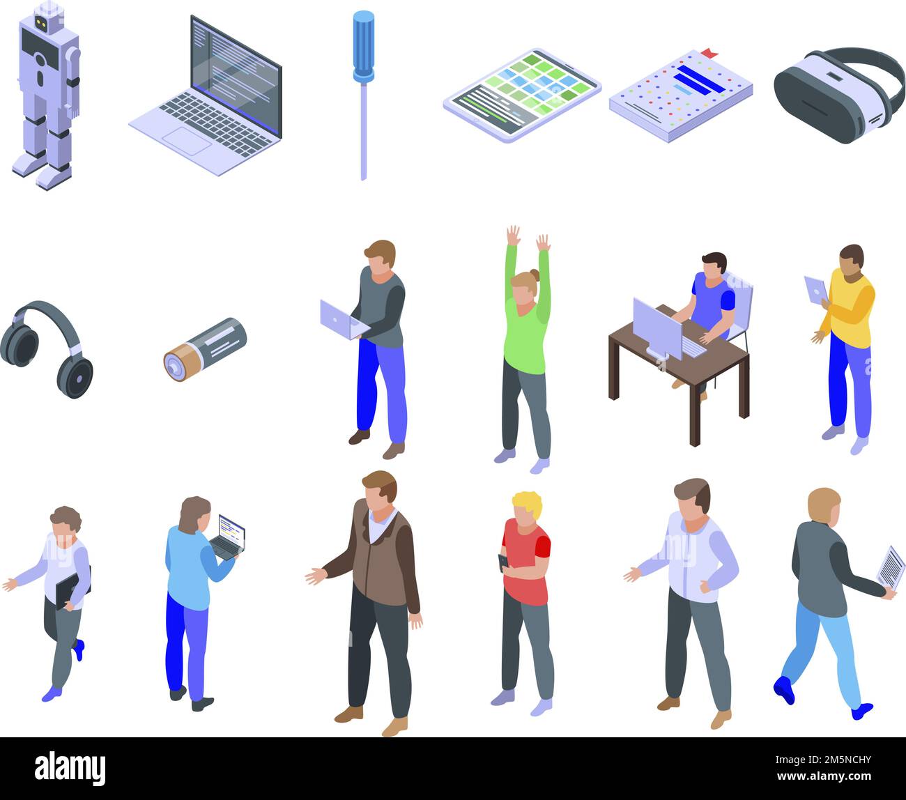 Programming for children icons set. Isometric set of programming for ... Programming for children icons set. Isometric set of programming for ...