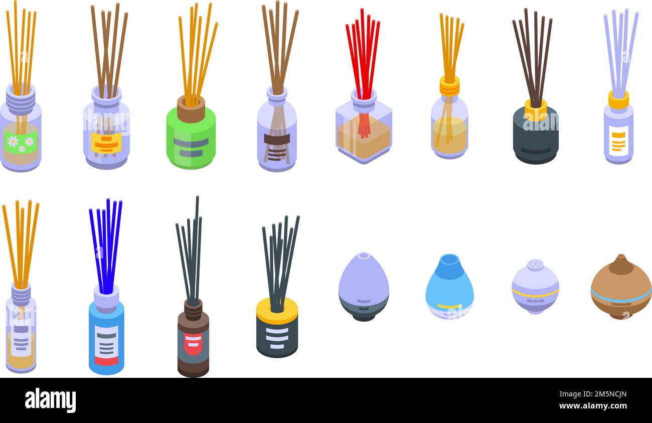 Diffuser icons set. Isometric set of diffuser vector icons for web ...