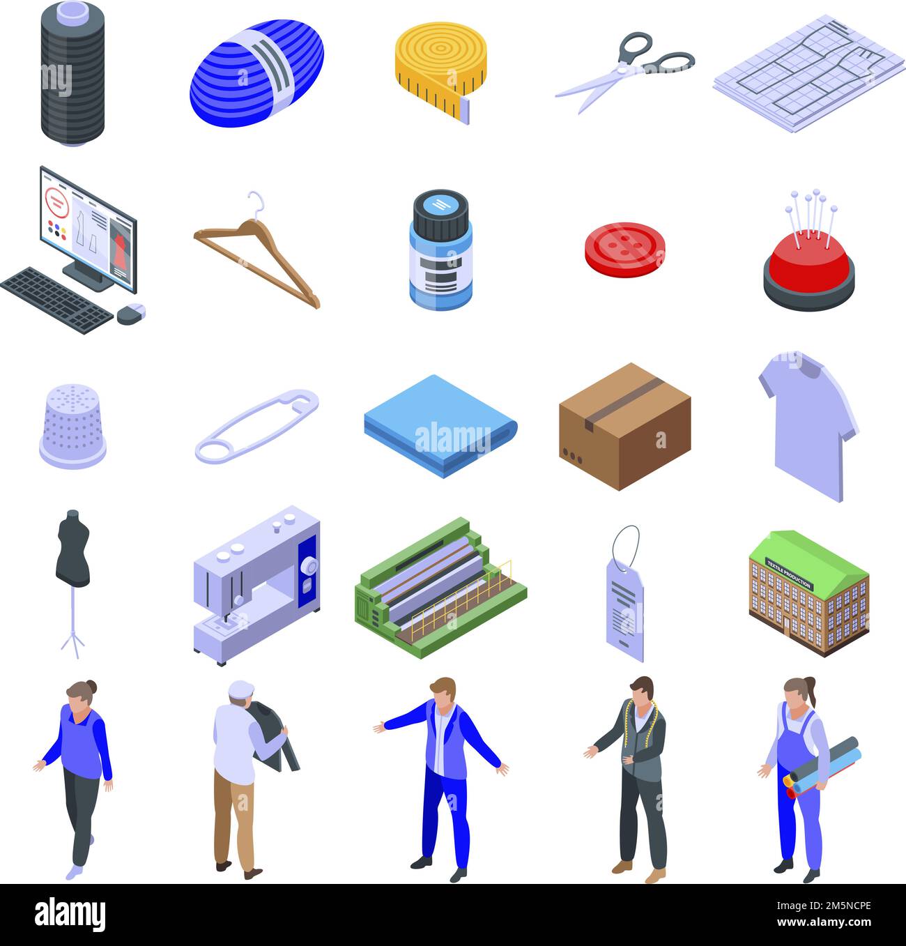 Textile Production Icons Set Isometric Set Of Textile Production Vector Icons For Web Design