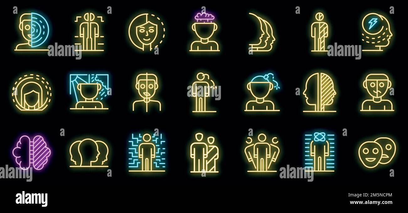 Bipolar disorder icons set. Outline set of bipolar disorder vector ...