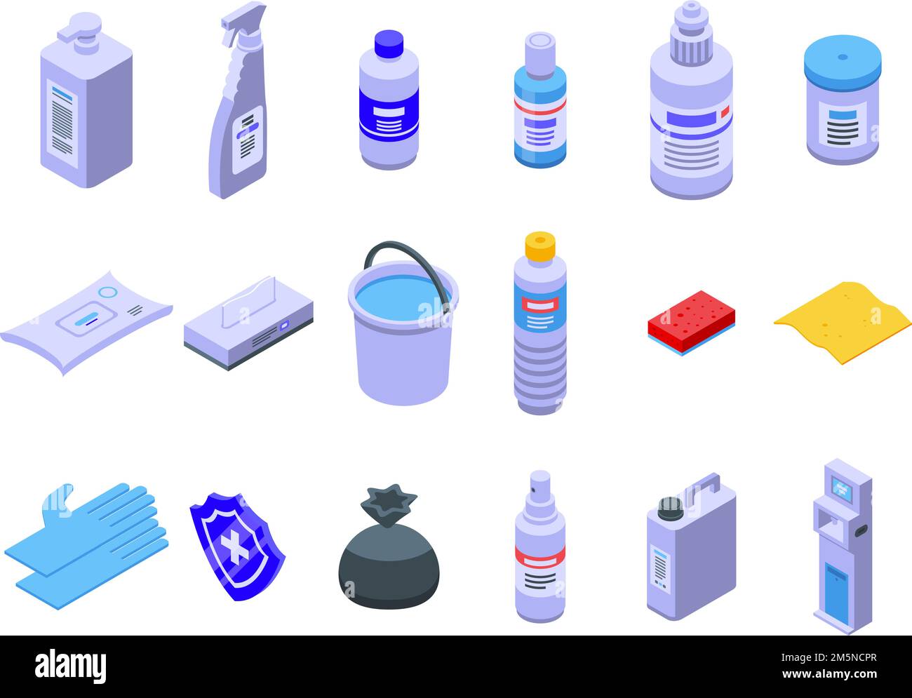 Disinfection icons set. Isometric set of disinfection vector icons for ...