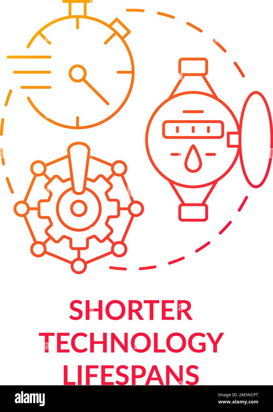 Shorter technology lifespans red gradient concept icon Stock Vector Image & Art - Alamy