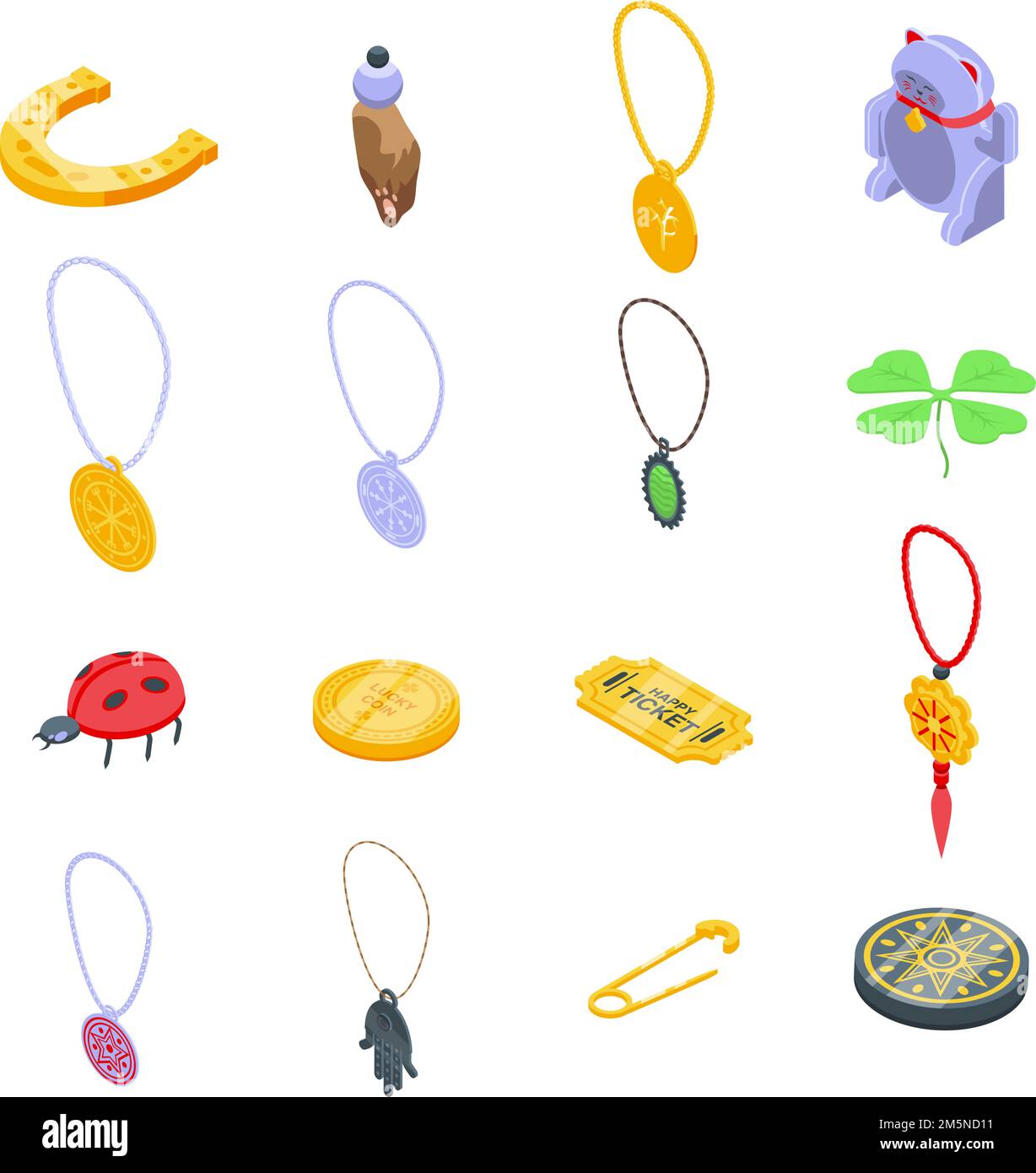 Lucky charm icons set. Isometric set of lucky charm vector icons for ...