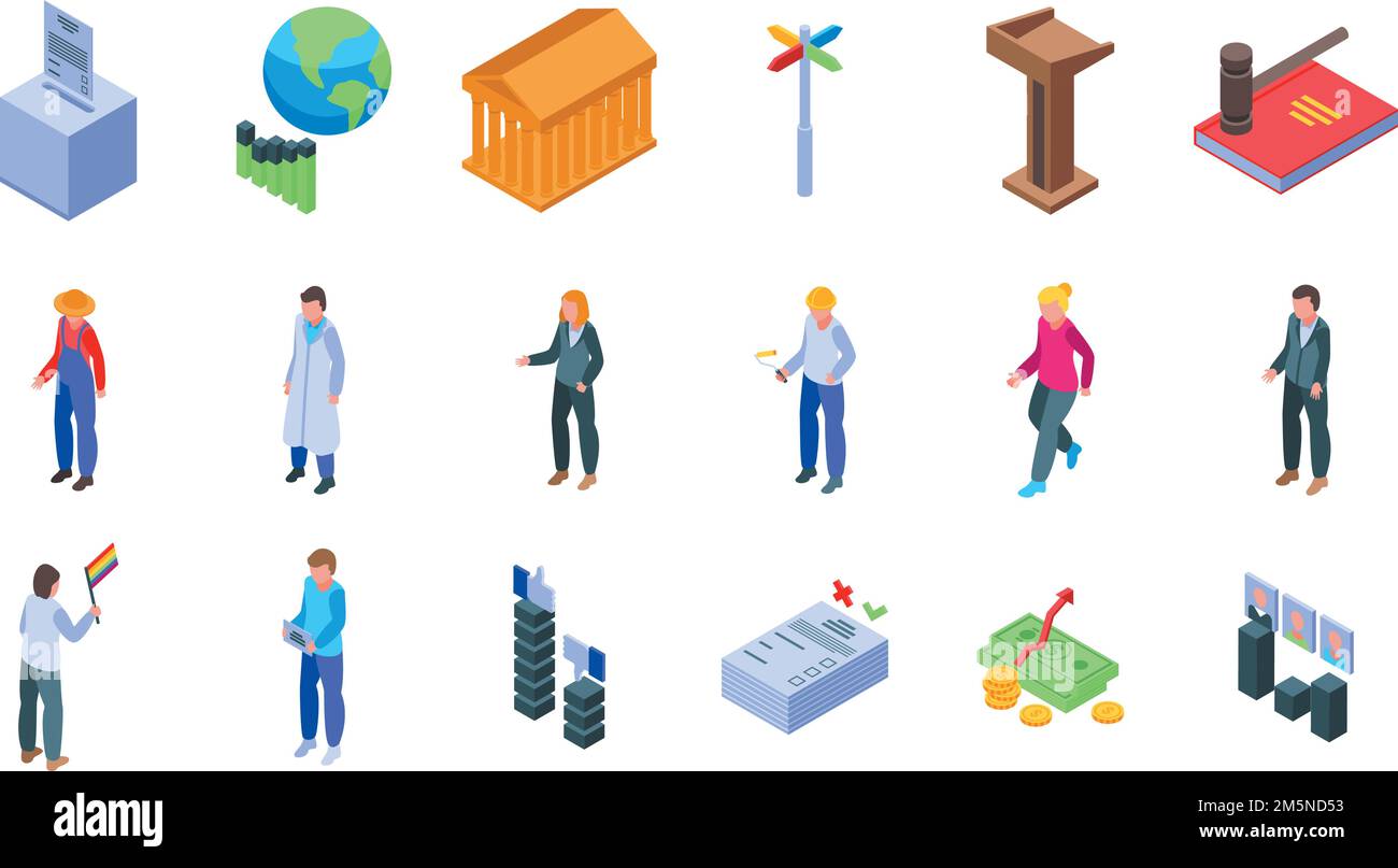 Democracy icons set. Isometric set of democracy vector icons for web ...