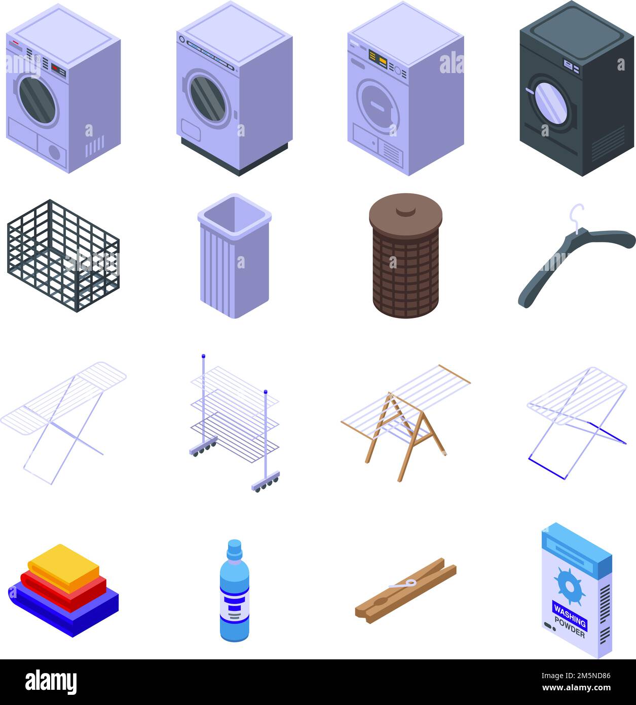 Tumble dryer icons set. Isometric set of tumble dryer vector icons for ...