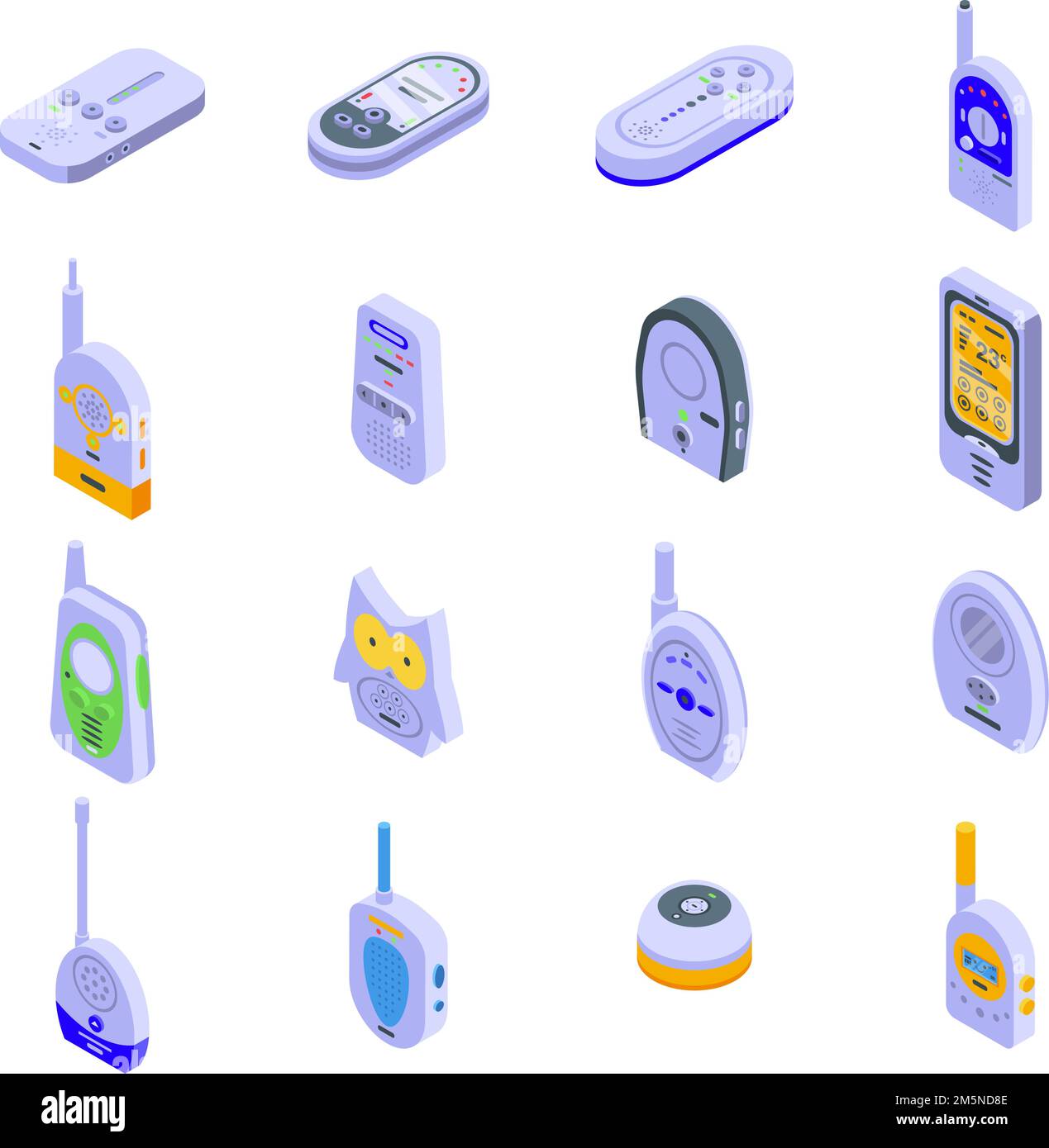 Baby monitor icons set. Isometric set of baby monitor vector icons for ...