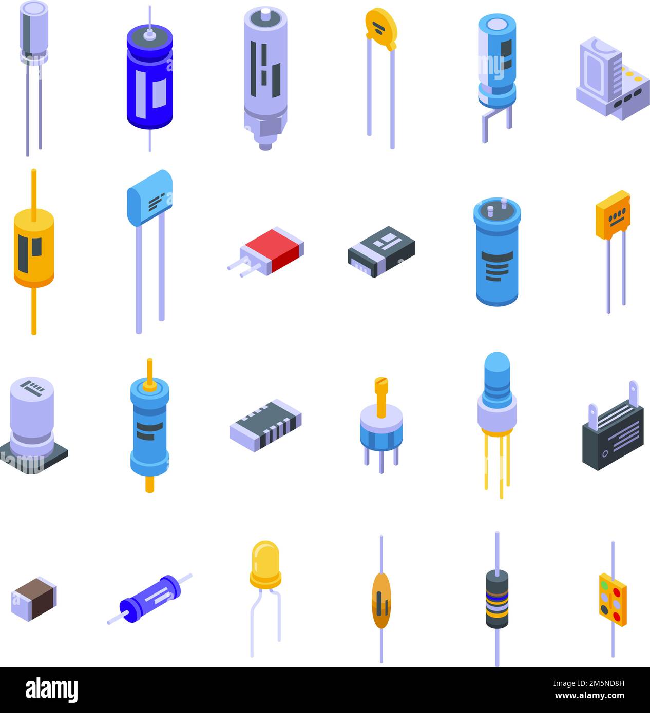 Capacitor Icons Set Isometric Set Of Capacitor Vector Icons For Web