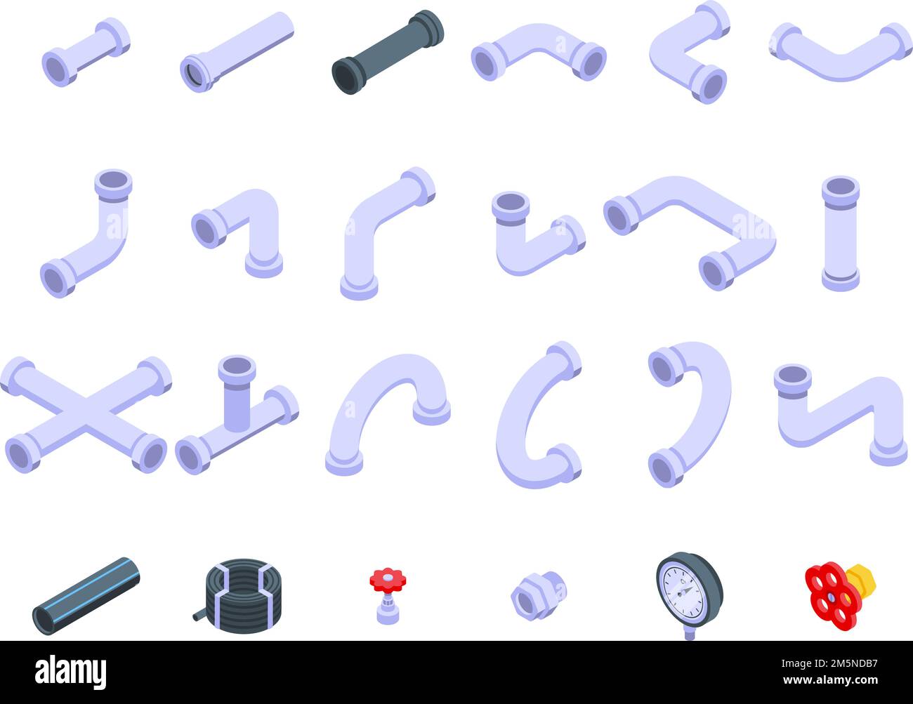 Pipe icons set. Isometric set of pipe vector icons for web design ...