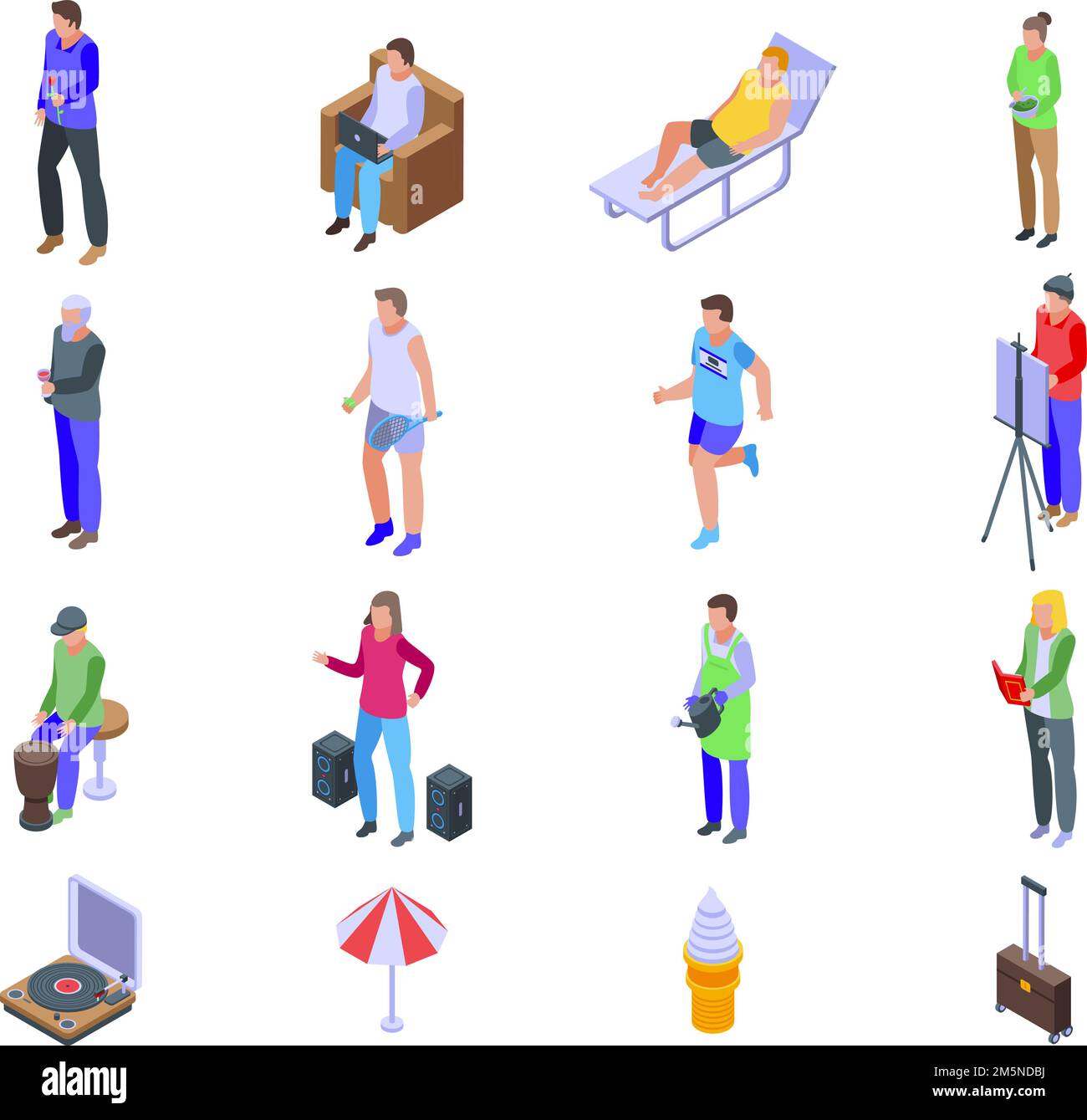 Weekend icons set. Isometric set of weekend vector icons for web design ...