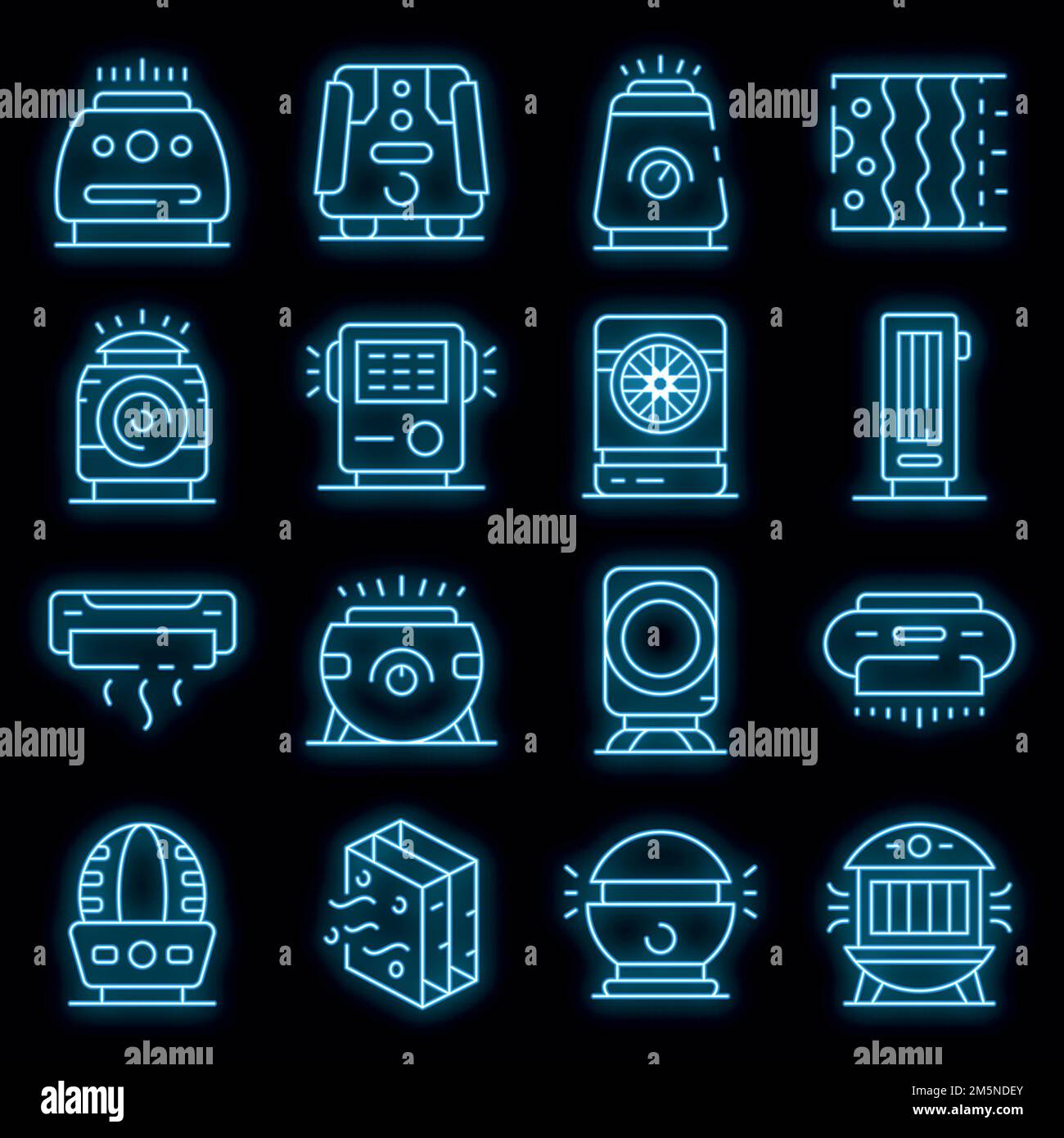 Air purifier icons set. Outline set of air purifier vector icons neon ...