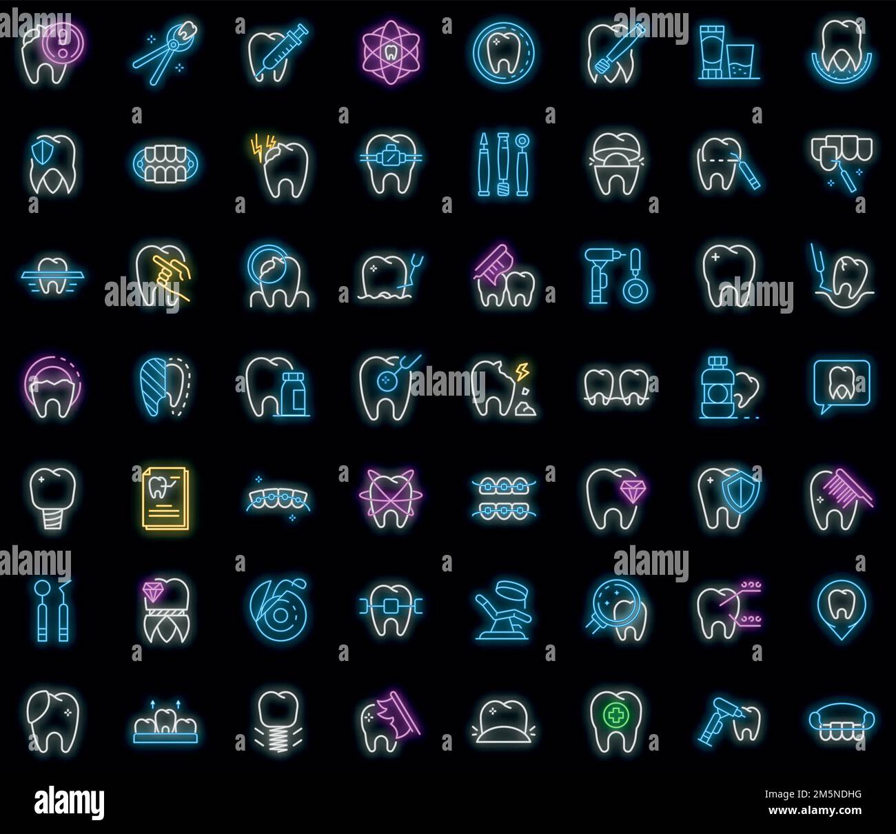 Tooth restoration icons set. Outline set of tooth restoration vector ...