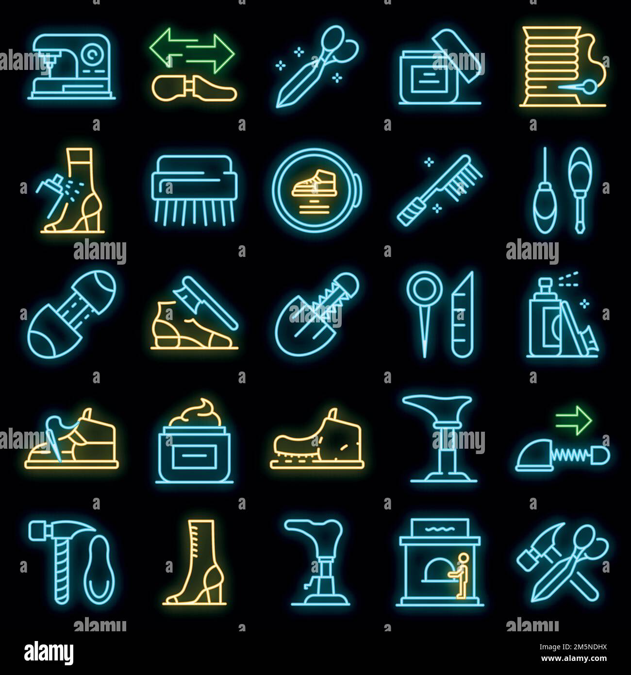 Shoe repair icons set. Outline set of shoe repair vector icons neon ... Shoe repair icons set. Outline set of shoe repair vector icons neon ...