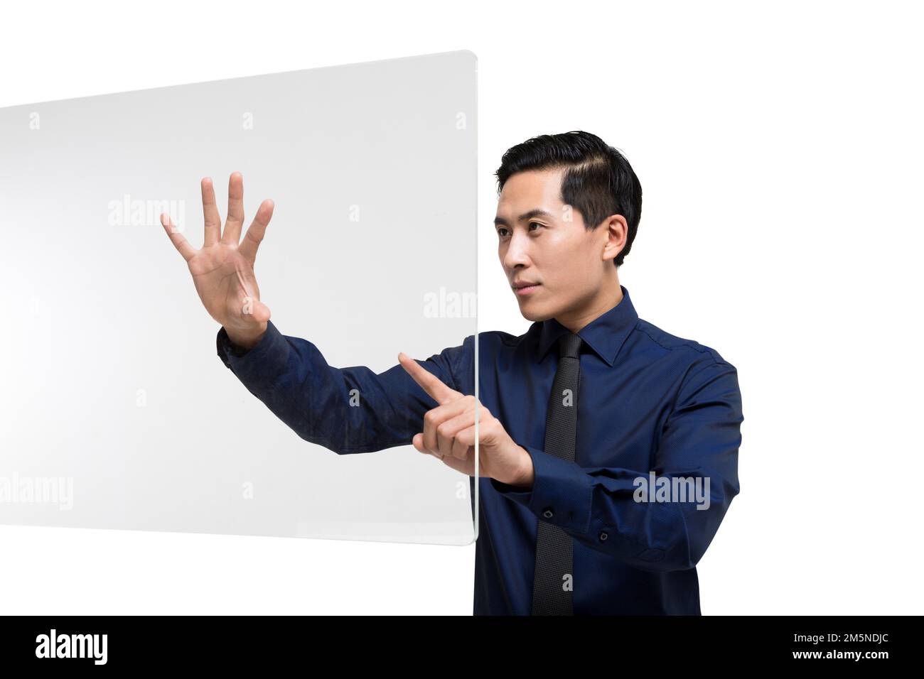 Take science and technology business men to use touch screen tent Stock ...