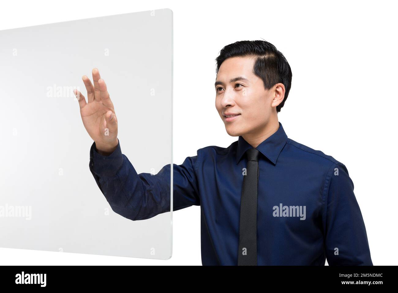 Take science and technology business men to use touch screen tent Stock ...