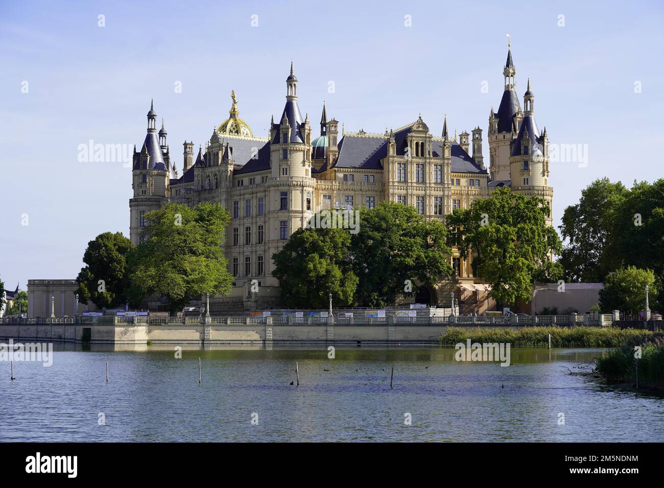 Panorama of the castle at Schwerin Inner Lake, Schwerin, Mecklenburg ...
