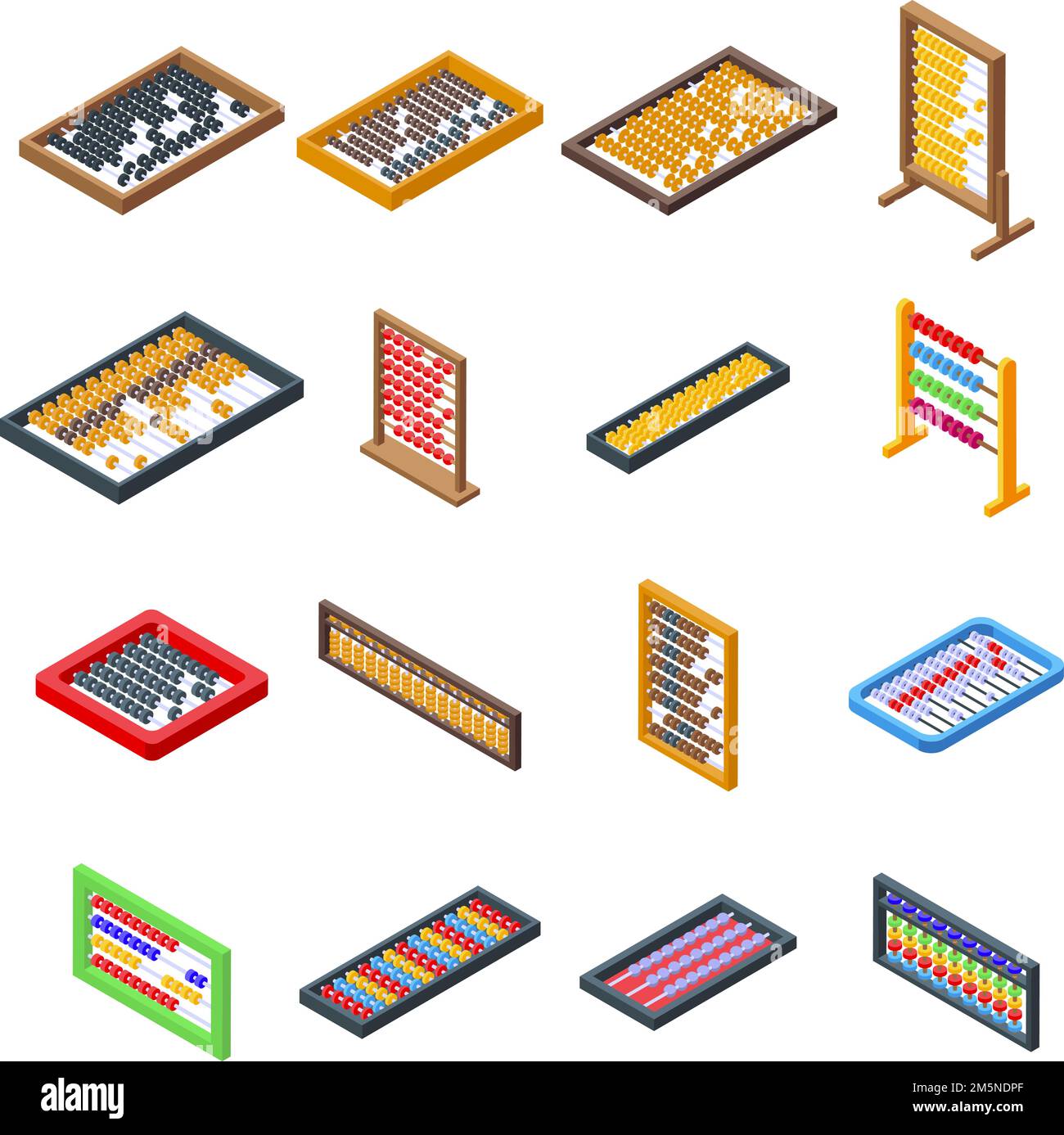 Abacus Icons Set Isometric Set Of Abacus Vector Icons For Web Design Isolated On White