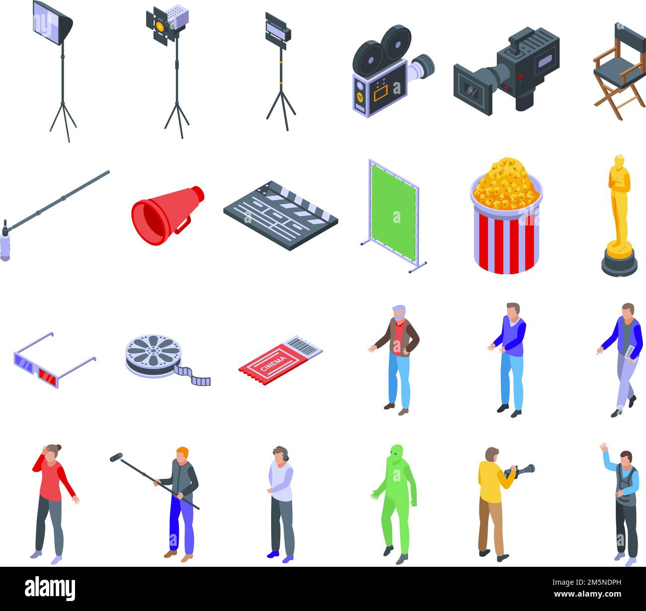 Cinematographer icons set. Isometric set of cinematographer vector ...