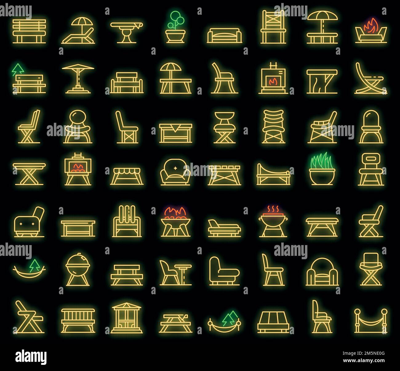 Garden furniture icons set. Outline set of Garden furniture vector ...