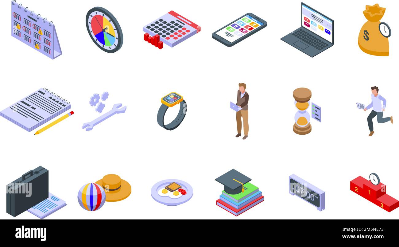 Time Management Icons Set Isometric Set Of Time Management Vector