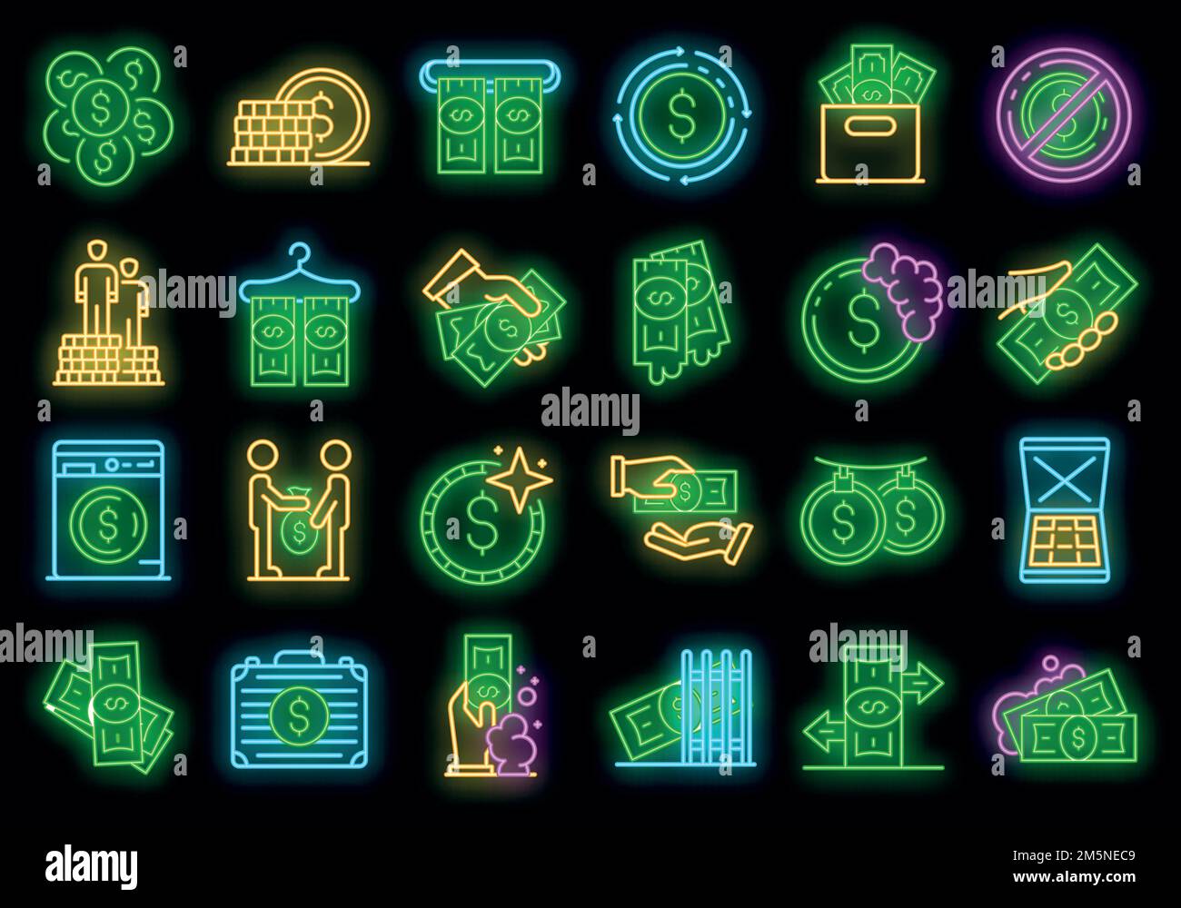 Money laundering icons set. Outline set of money laundering vector ...