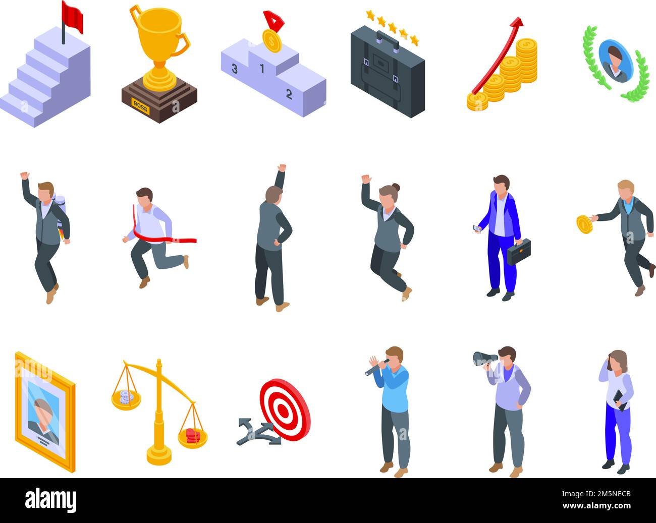 Successful career icons set. Isometric set of successful career vector ... Successful career icons set. Isometric set of successful career vector ...