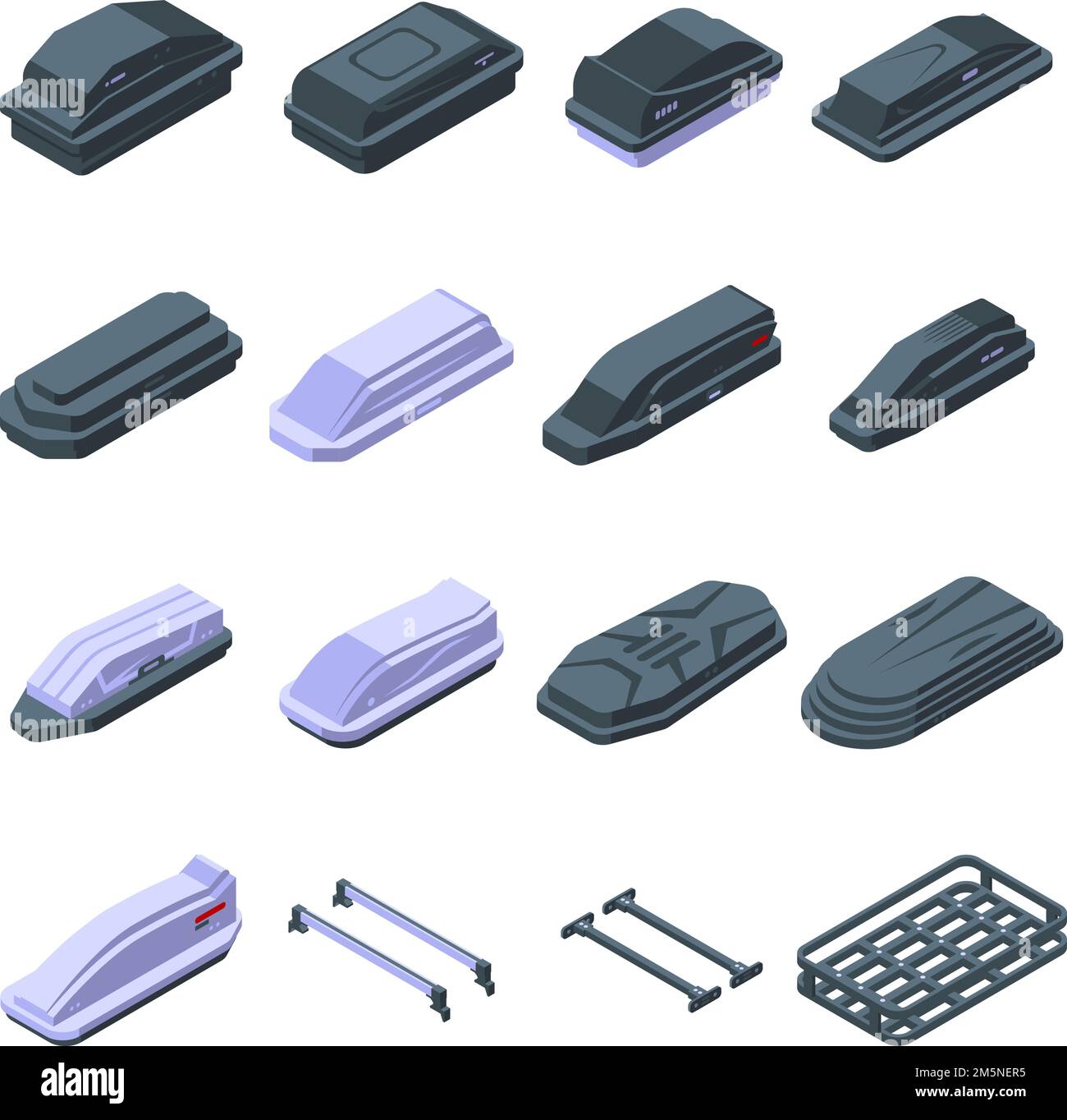 Car roof box icons set. Isometric set of car roof box vector icons for web design isolated on ...