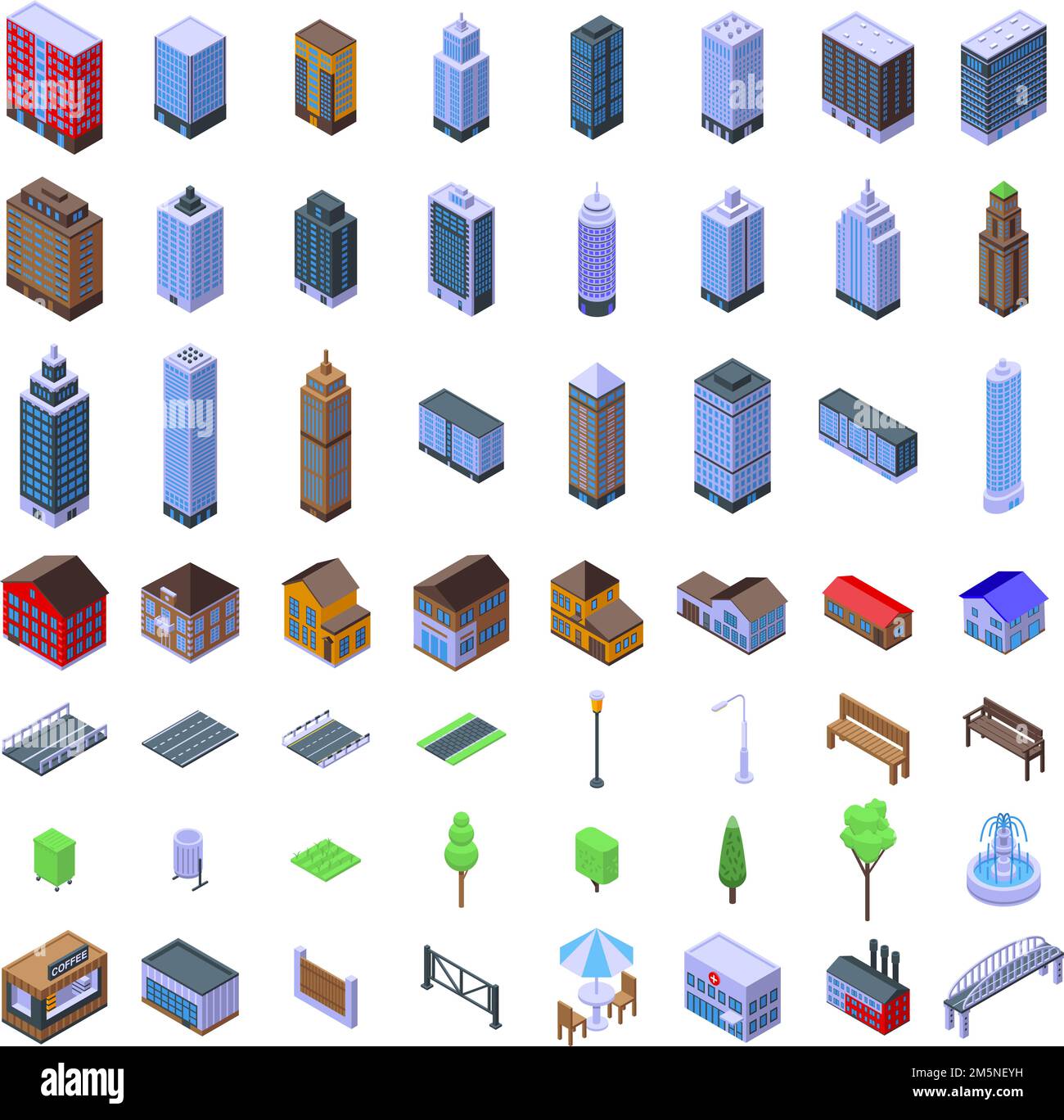 City infrastructure icons set. Isometric set of city infrastructure ...