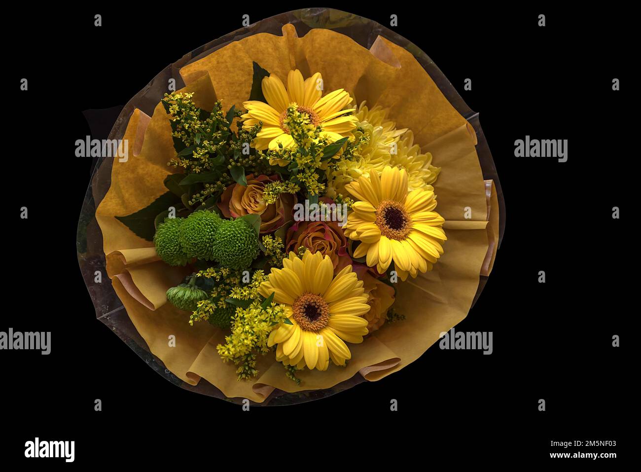 Colourful bouquet of flowers with a paper cuppa, Bavaria, Germany Stock ...